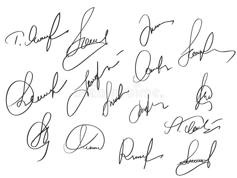 Manual Signature for Documents on White Background. Hand Drawn ...