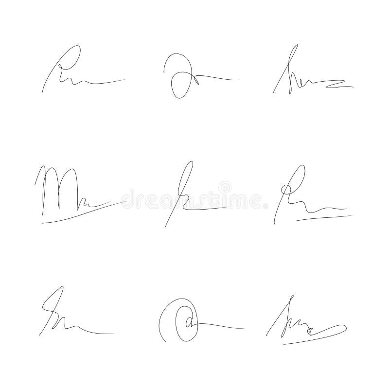 Manual Pen Signature for Paper Letter and Document Vector Set Stock ... Manual Pen Signature for Paper Letter and Document Vector Set Stock ...