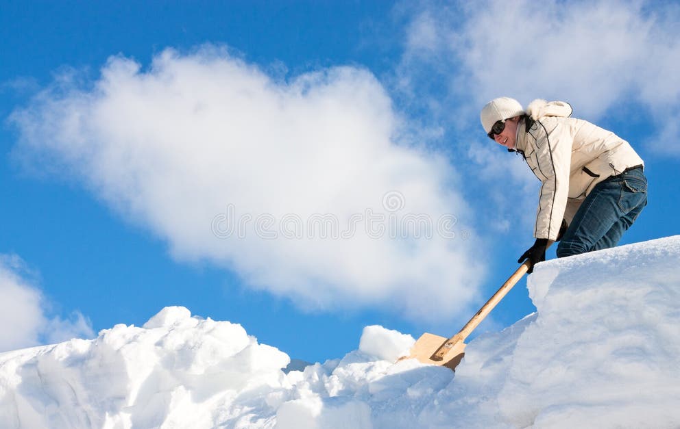 Manual snow removal stock image. Image of snowshovel - 22317195