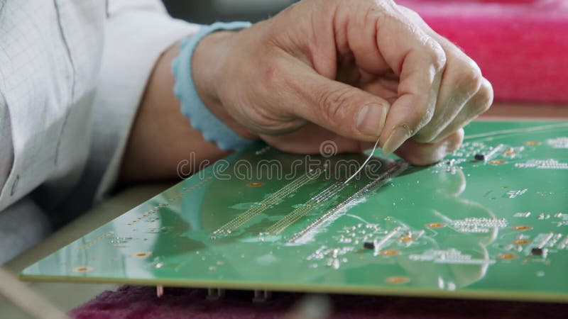 Manual Soldering of Wires and Components on a PCB Board Stock Video ...