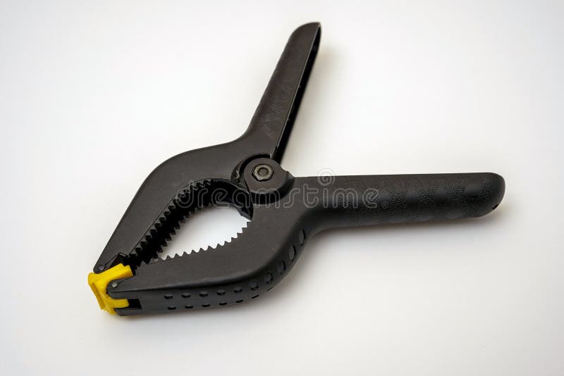 Manual Spring Clamp, Black Plastic Spring Clamp. Stock Image - Image of ...