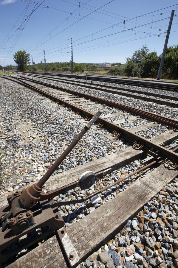 Set Of Manual Railway Track Switch. Stock Image - Image of antique ...
