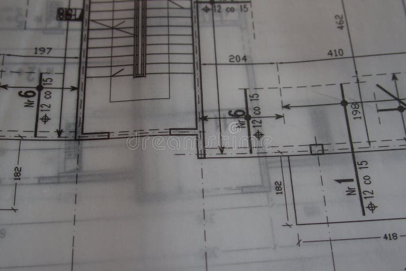 Manual Technical Drawing Made with a Pencil on Tracing Paper Stock ...