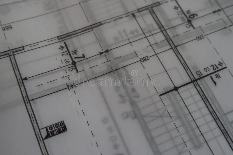 Manual Technical Drawing Made with a Pencil on Tracing Paper Stock ...
