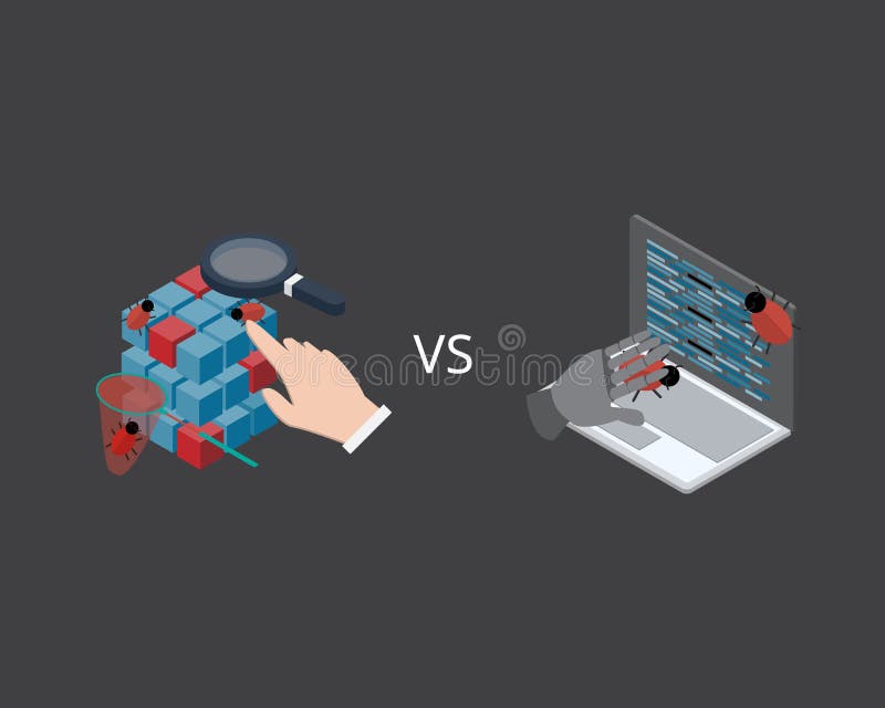 Automated Software Test With Effective Bug Error Checking Tiny Person Concept Stock Vector