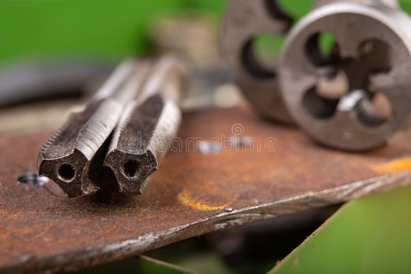 Manual Thread Cutting in Metal. Locksmith Accessories for Small Work in ...