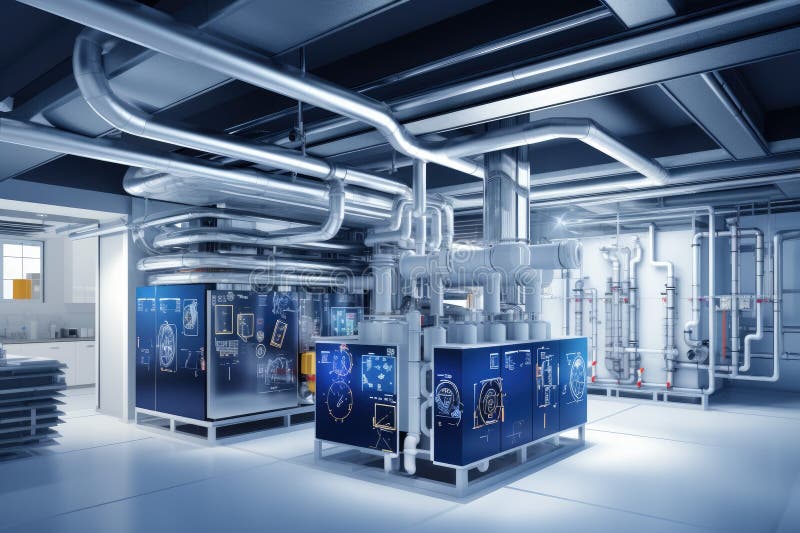 Modern HVAC Systems with Full Automation Stock Illustration ...