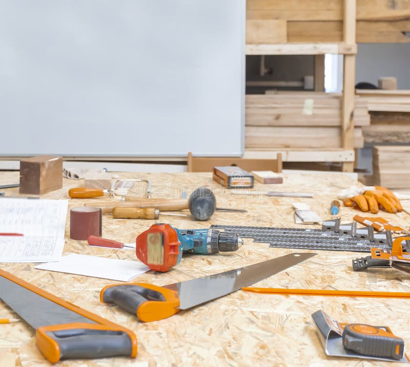 Set Tool in Carpenter`s Workshop Stock Image - Image of instrument ...