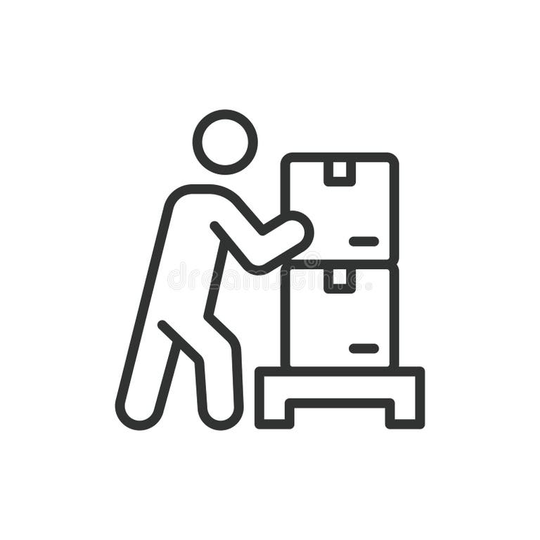 Manual Unloading, Icon in Line Design. Manual Unloading, Cargo Handling ...