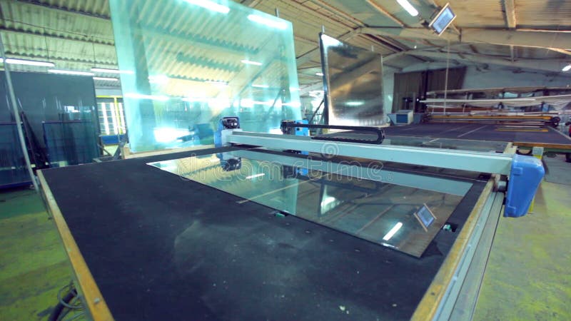 Line Production of Plastic Windows. Worker in Workshop. Worker Clicks ...