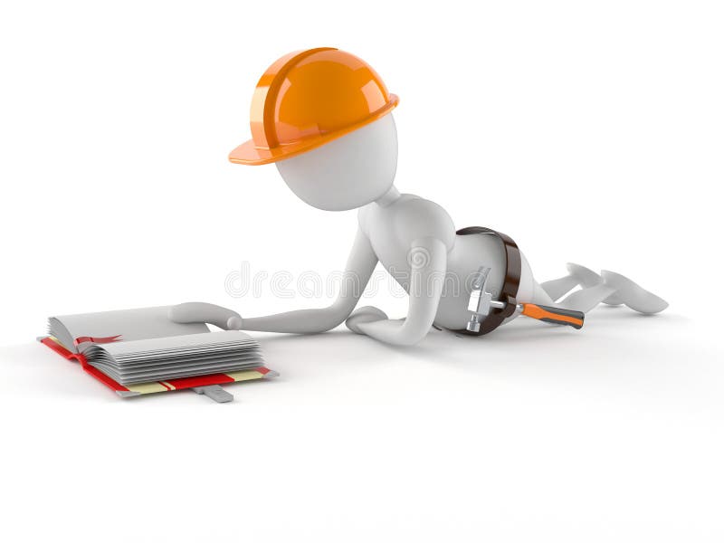 Manual Worker Reading a Book Stock Illustration - Illustration of book ...