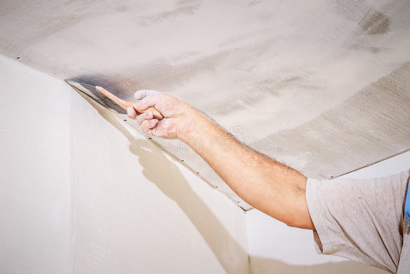 Manual Worker with Wall Plastering Tools Stock Image - Image of ...