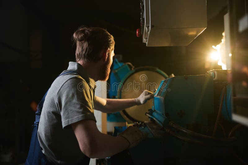 Manual Worker Working at the Lathe Stock Image - Image of mechanic ...