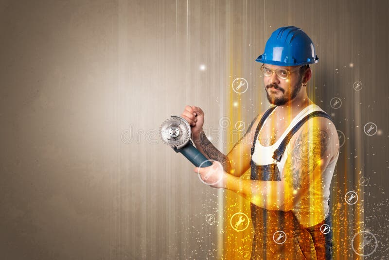 Manual Worker with Wrench Symbol. Stock Photo - Image of maintenance ...