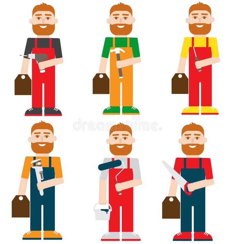 Manual Workers Set â€“ Flat Vector Illustration Stock Vector ...