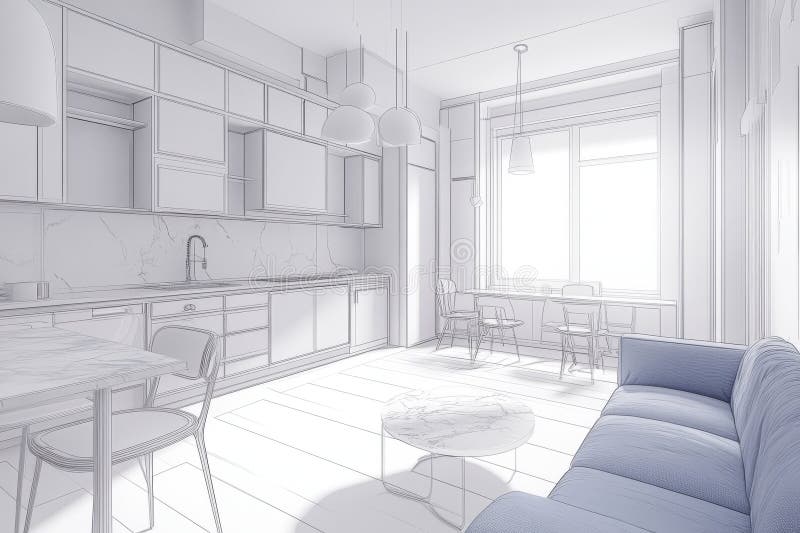 A Manually Illustrated View of a New Apartment S Interior, Based on a ...