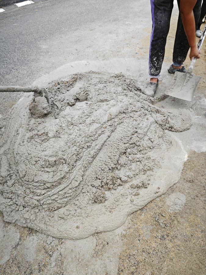 Manually Mixing Cement and Sand with Shovel To Make Mortar. Stock Image - Image of concrete ...