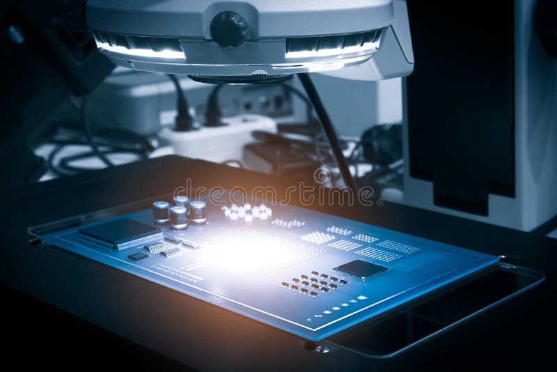Manufacture of Chips on a Printed Circuit Board Under a Microscope ...