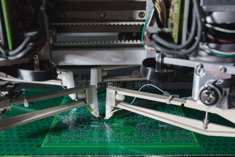 Manufacture of Electronic Chips. High-tech, Close-up. Needle Automatic ...