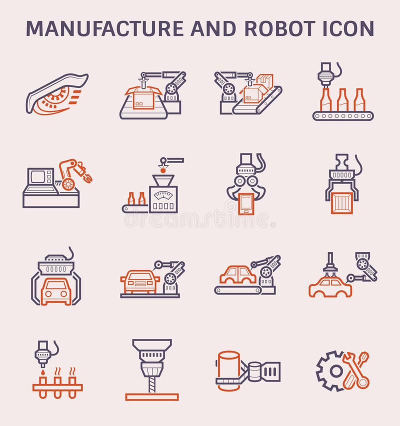 Manufacture robot icon stock vector. Illustration of manufacturing ...