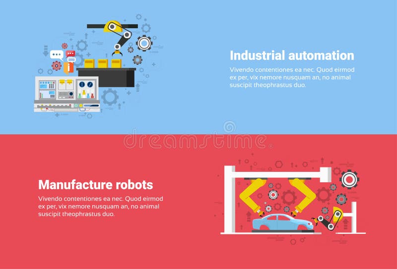 Manufacture Robots Industrial Automation Production Web Banner Stock ...