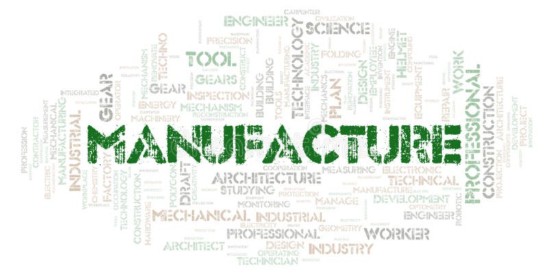 Manufacture Typography Word Cloud Create with the Text only Stock ...