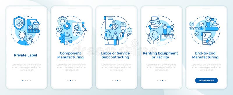 Manufacturing Agreements Blue Onboarding Mobile App Screen Stock ...
