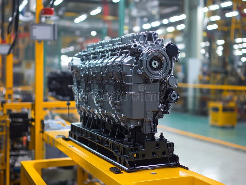 Manufacturing Assembly Line for Engine Production in a Modern Car ...