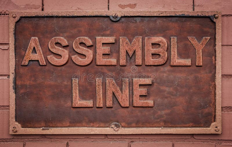 Manufacturing Assembly Line Sign Stock Photo - Image of manufacturer ...