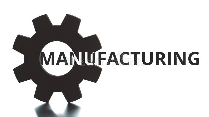 MANUFACTURING Black and White Text Pops Up from the Cogwheel Stock ...