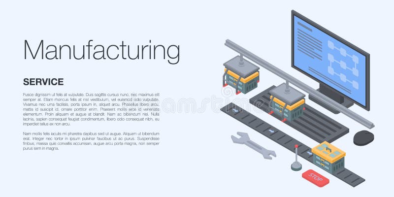 Manufacturing Concept Banner, Isometric Style Stock Vector ...