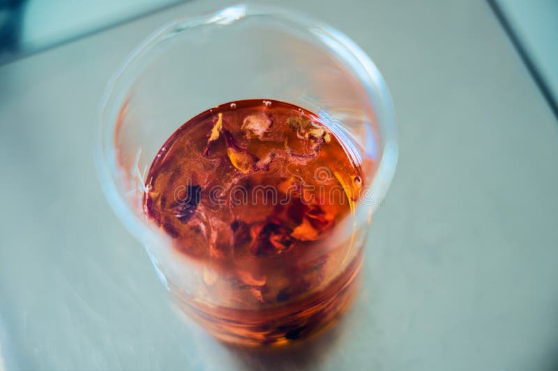 Preparation of a Red Cosmetic Liquid in the Lab Stock Photo - Image of ...