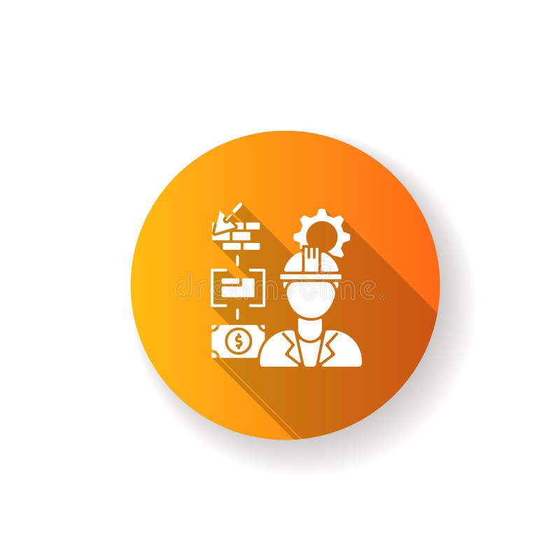 Manufacturing Engineer Orange Flat Design Long Shadow Glyph Icon Stock ...
