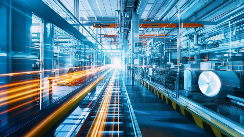 Manufacturing Facility with Motion Blur Showcasing Advanced Technology ...