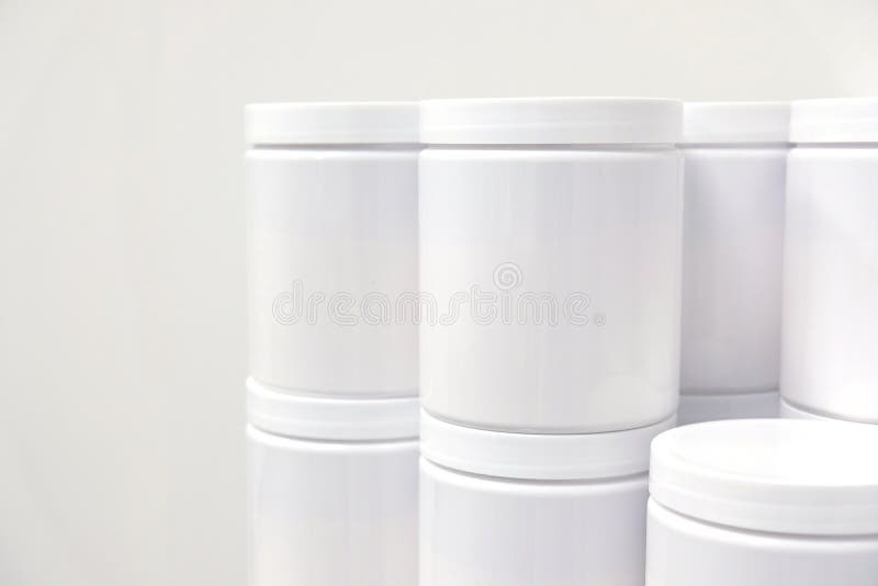 Manufacturing Facility White Blank Containers Stock Photo - Image of ...