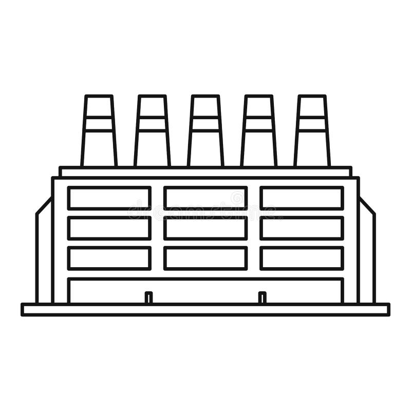 Manufacturing Factory Building Icon, Outline Style Stock Vector ...