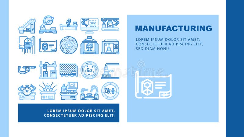 Manufacturing Factory Production Landing Header Vector Stock Vector ...