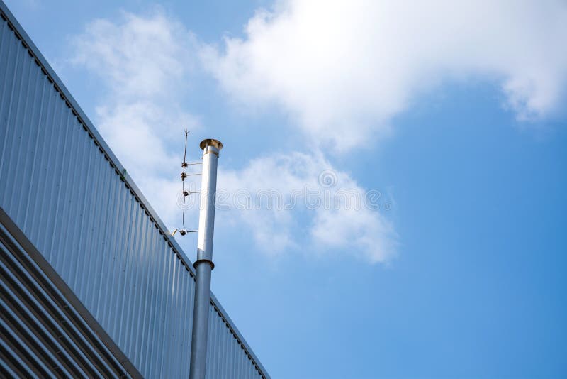 Manufacturing Factory Smoke Stack with Blue Sky and Clouds Stock Photo ...