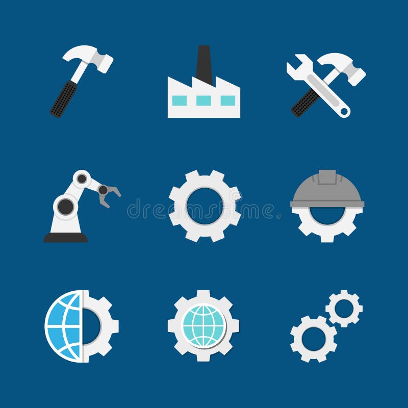 Manufacturing flat icons stock vector. Illustration of engineering ...
