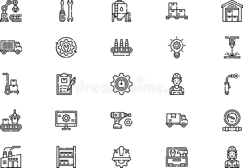 Manufacturing Icons Collection is a Vector Illustration with Editable ...