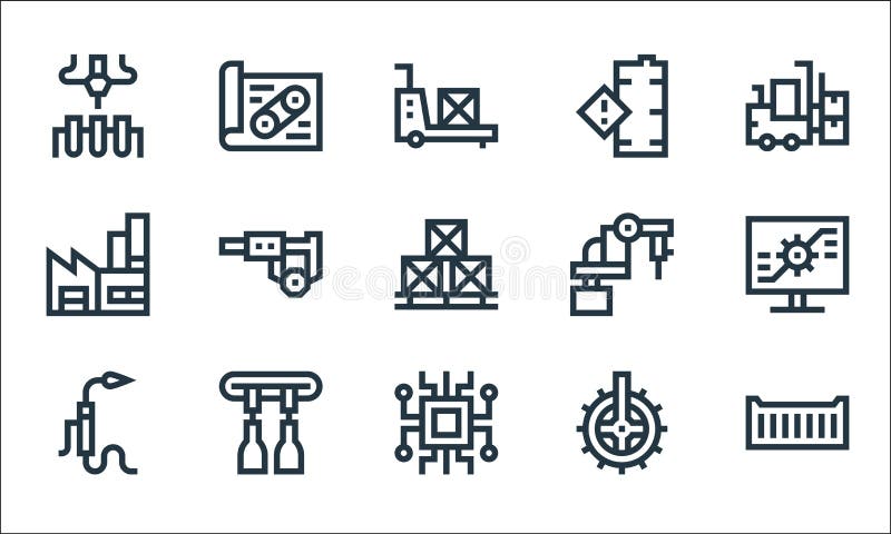 Manufacturing Line Icons. Linear Set Stock Vector - Illustration of ...
