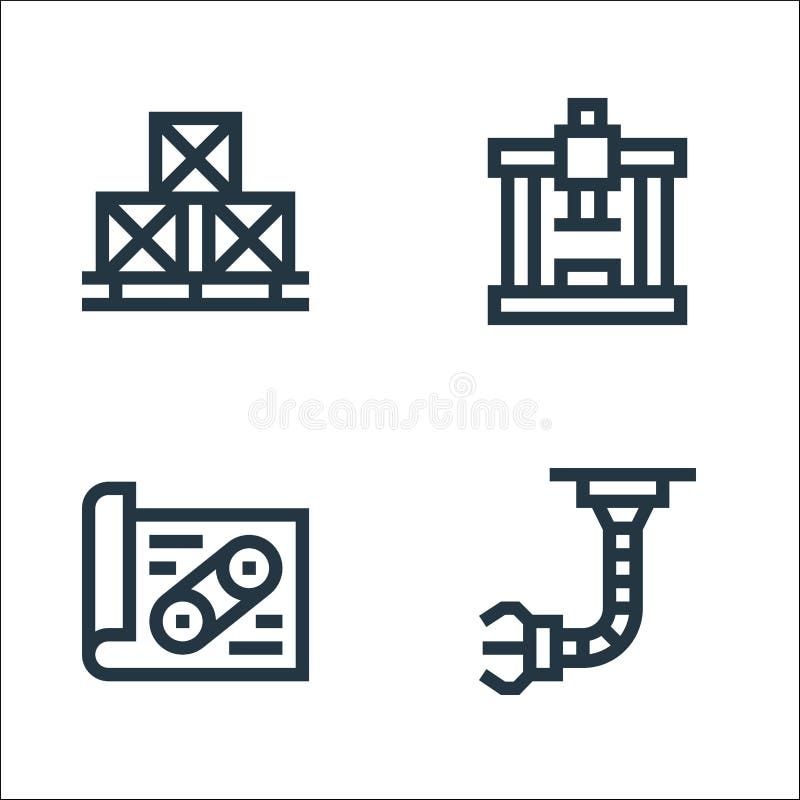 Manufacturing Line Icons. Linear Set Stock Vector - Illustration of ...
