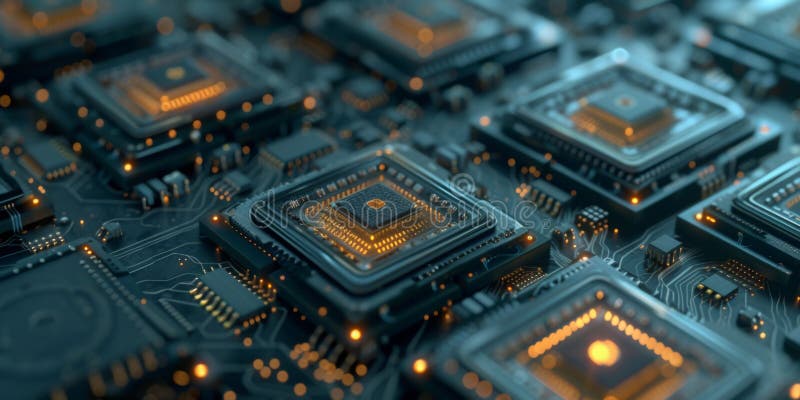 Manufacturing of Microchips. Photo of Top View of Microchips ...