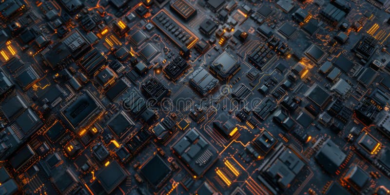 Manufacturing of Microchips. Photo of Top View of Microchips ...