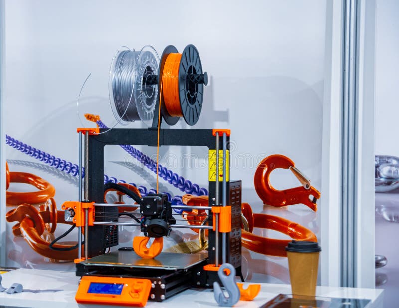 Manufacturing of Parts on a 3D Printer Stock Image - Image of head ...