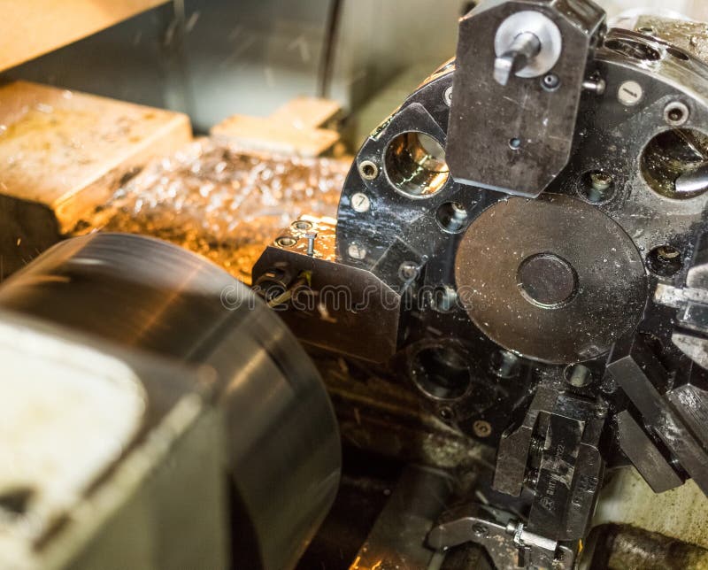 Manufacturing of Parts on a Lathe. Metalworking. Stock Image - Image of ...