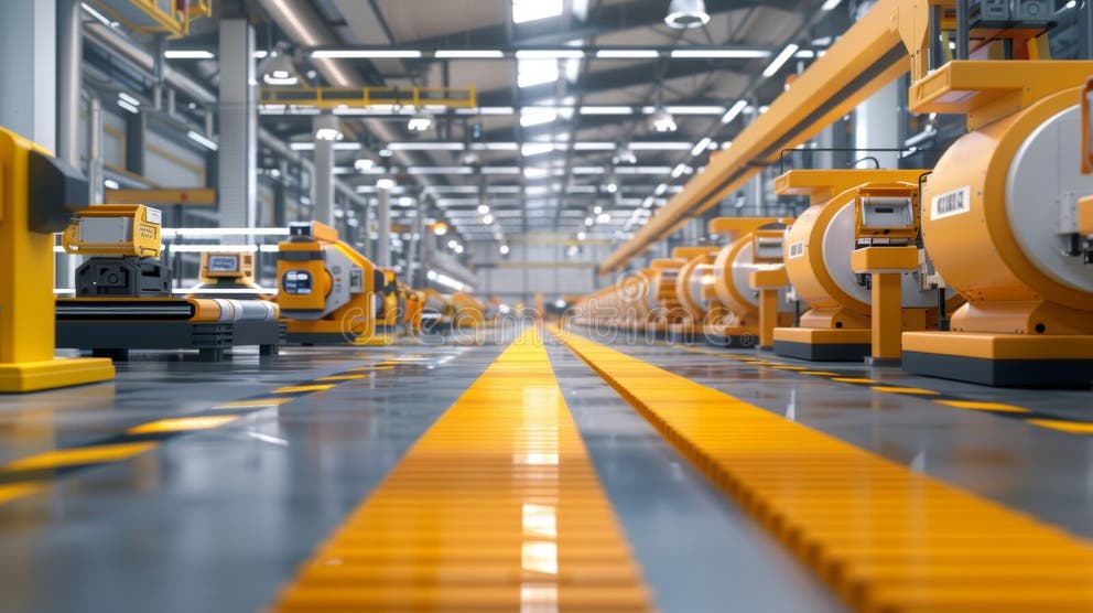 Manufacturing Plant with Advanced Printers in Operation during a Bright ...