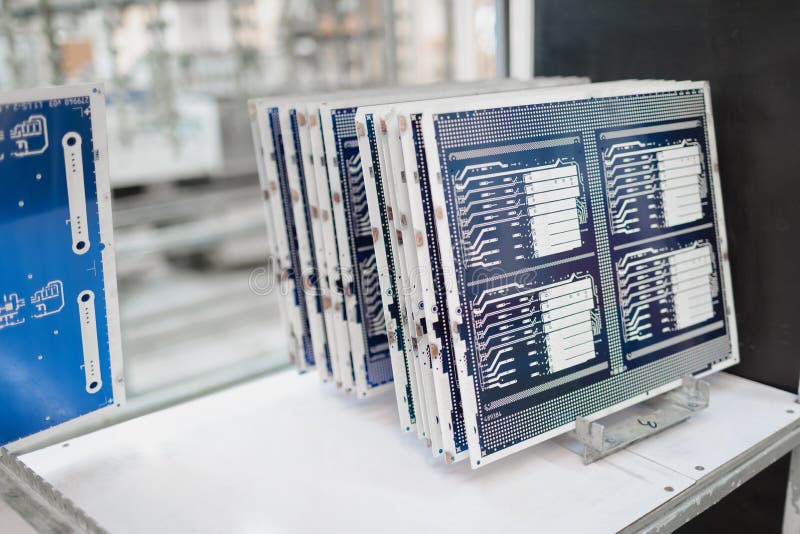 Manufacturing of Printed Circuit Boards in Production. Just Made Batch ...