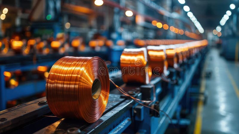 Manufacturing Process of Copper Wire Coils in Factory Stock ...