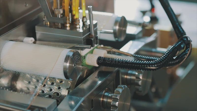 Tablet Manufacturing Process. Industrial Interior at a Pharmaceutical ...